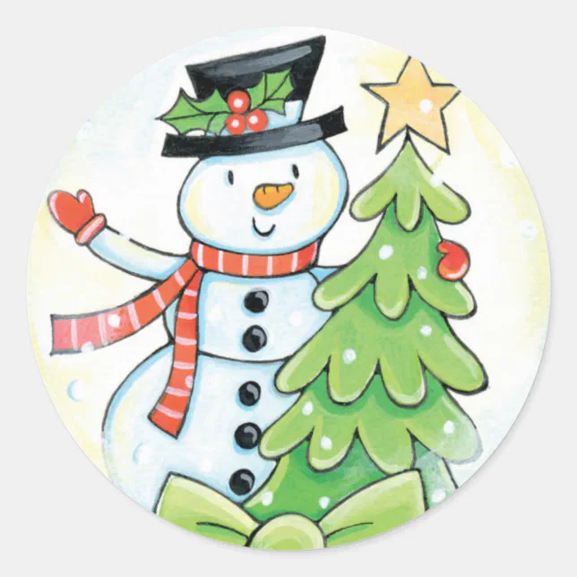Cute Christmas Snowman stickers | Zazzle