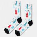 Cute Christmas Trees Personalized Name Socks | Zazzle