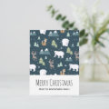 Cute Christmas Winter Animals Pattern Holiday Postcard | Zazzle
