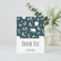 Cute Christmas Winter Animals Pattern Thank You Postcard | Zazzle