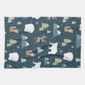 Cute Christmas Winter Animals Rustic Pattern Kitchen Towel | Zazzle