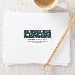 Cute Christmas Winter Animals Rustic Pattern Label | Zazzle