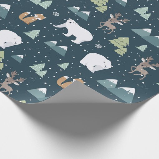 Cute Christmas Winter Animals Rustic Pattern Wrapping Paper | Zazzle