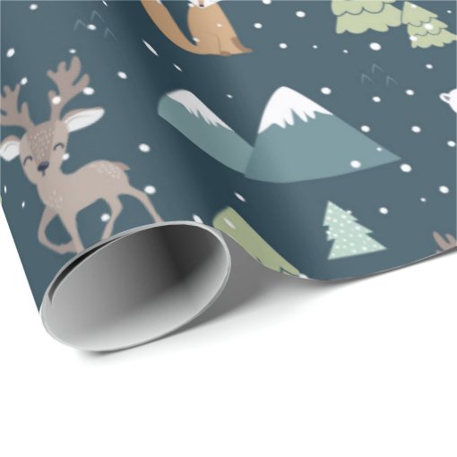 Cute Christmas Winter Animals Rustic Pattern Wrapping Paper | Zazzle