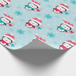 Cute Christmas Winter Penguin Childrens Wrapping Paper | Zazzle