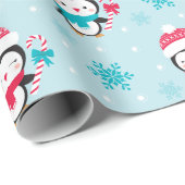 Cute Christmas Winter Penguin Childrens Wrapping Paper | Zazzle