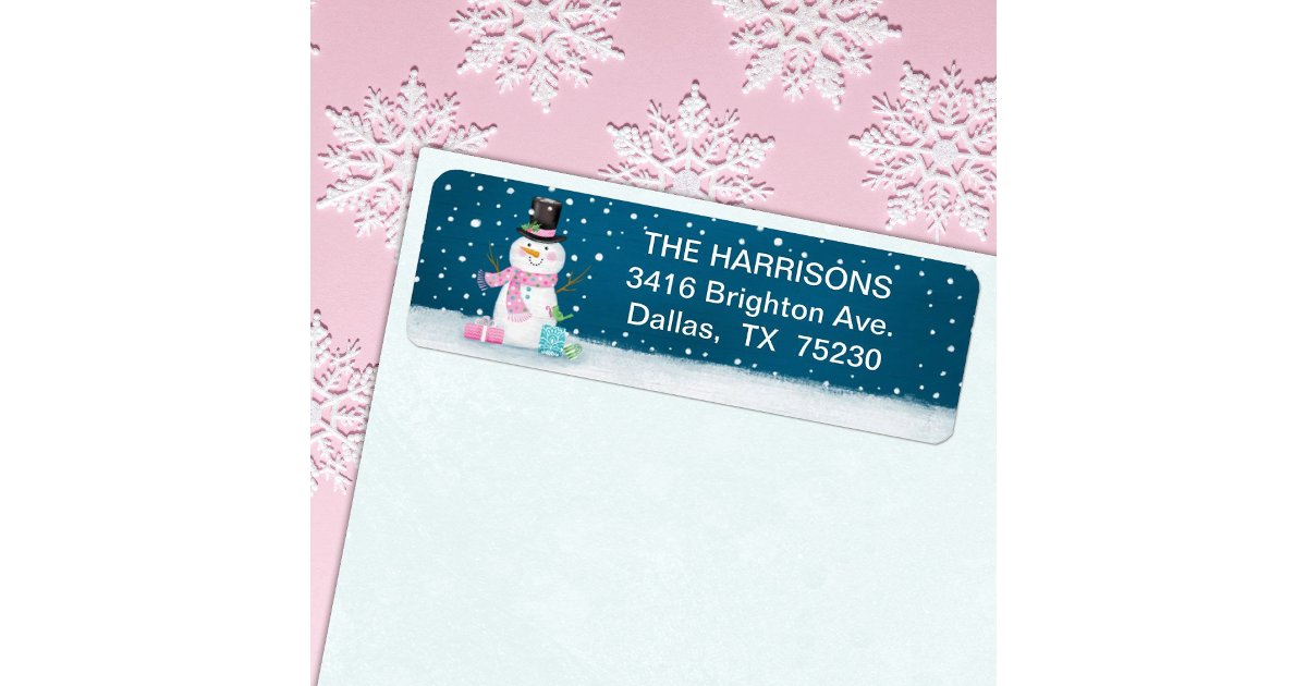 Cute Christmas Winter Snowman Address Label | Zazzle