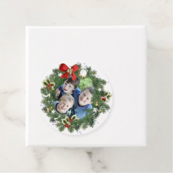 Cute Christmas Wreath Photo Frame Holiday Gift Tag | Zazzle