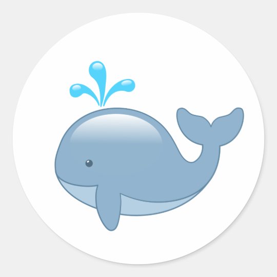 Cute Chubby Cartoon Whale Classic Round Sticker | Zazzle.com