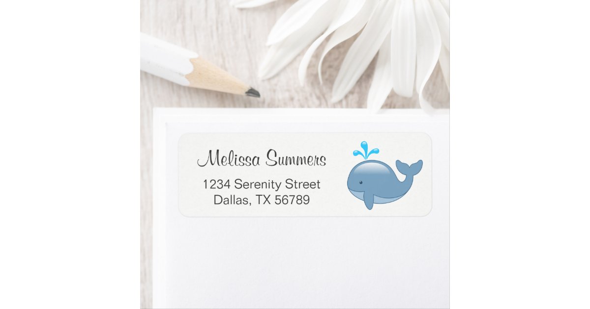 Cute Chubby Cartoon Whale Label | Zazzle