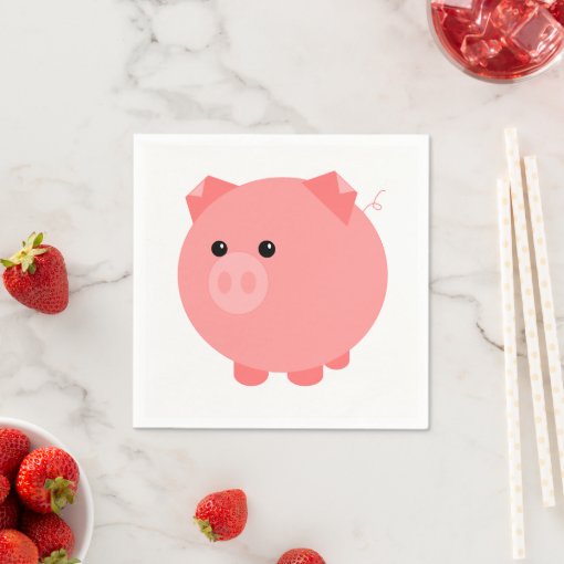 Cute Chubby Pig Party Napkins | Zazzle