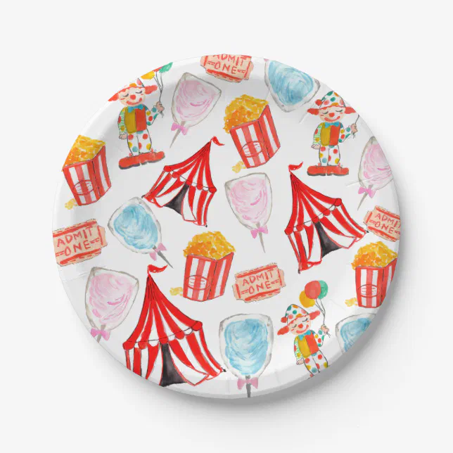 Cute circus carnival children party paper plates | Zazzle