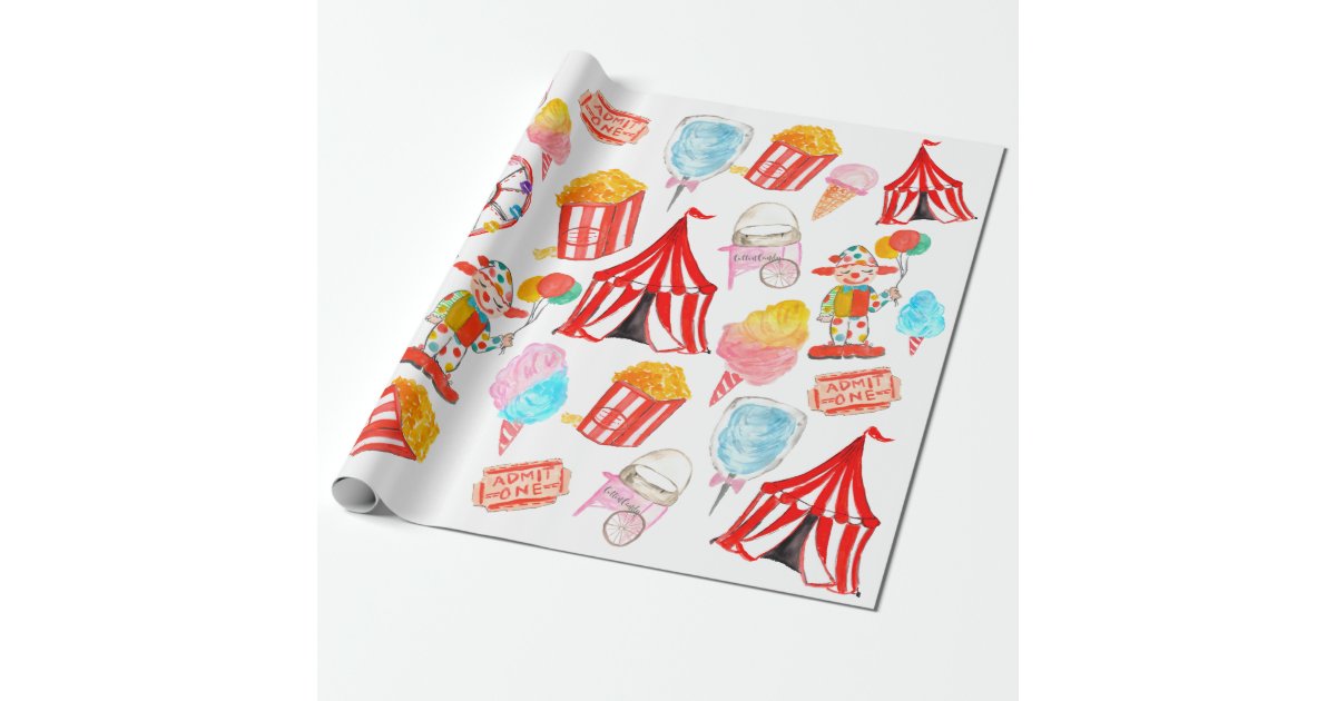Cute Circus Carnival Festival Children Kids Party Wrapping Paper | Zazzle