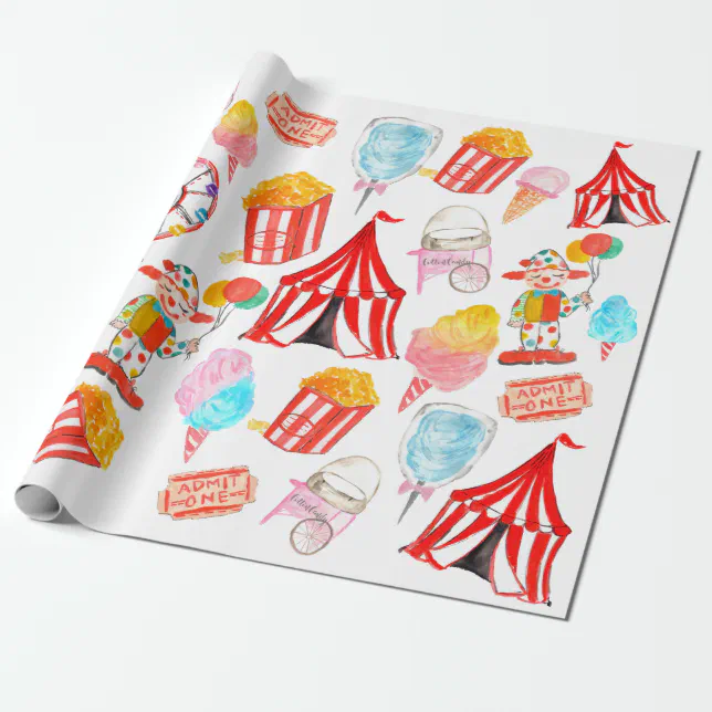 Cute Circus Carnival Festival Children Kids Party Wrapping Paper | Zazzle
