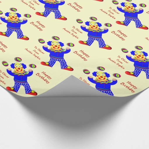 Cute Circus Clown Personalized Gift Wrapping Paper | Zazzle