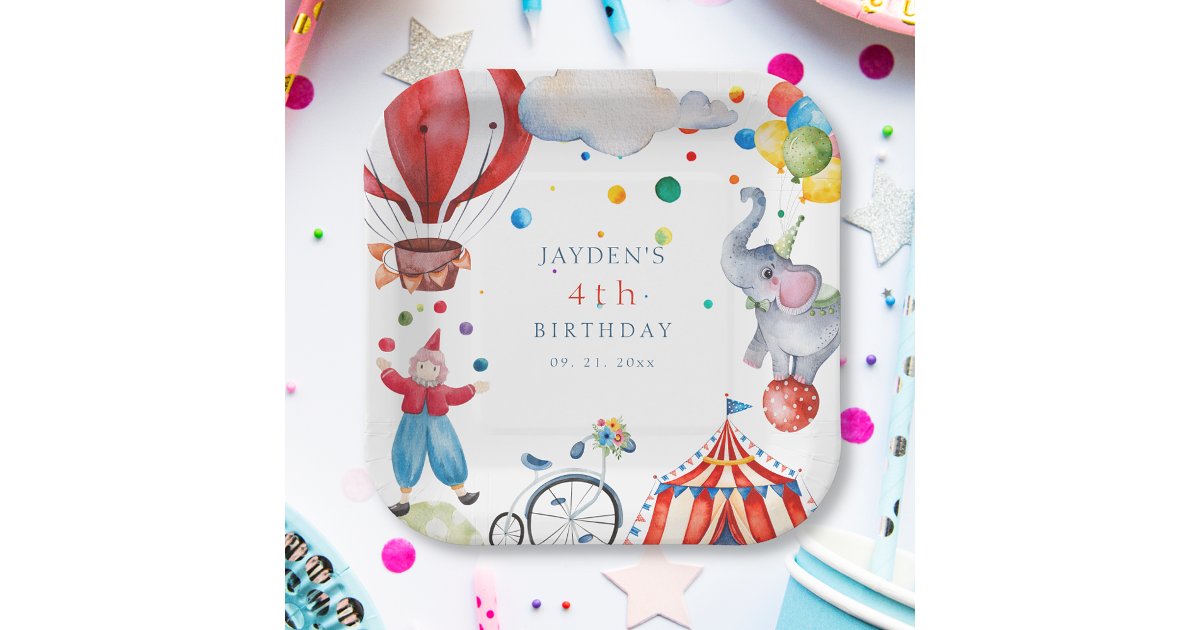 Cute Circus Kids Birthday Party Paper Plates | Zazzle