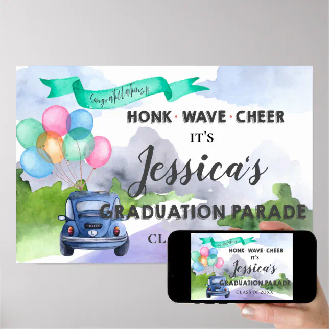 Cute Class Of 2022 Drive By Graduation Parade Poster | Zazzle