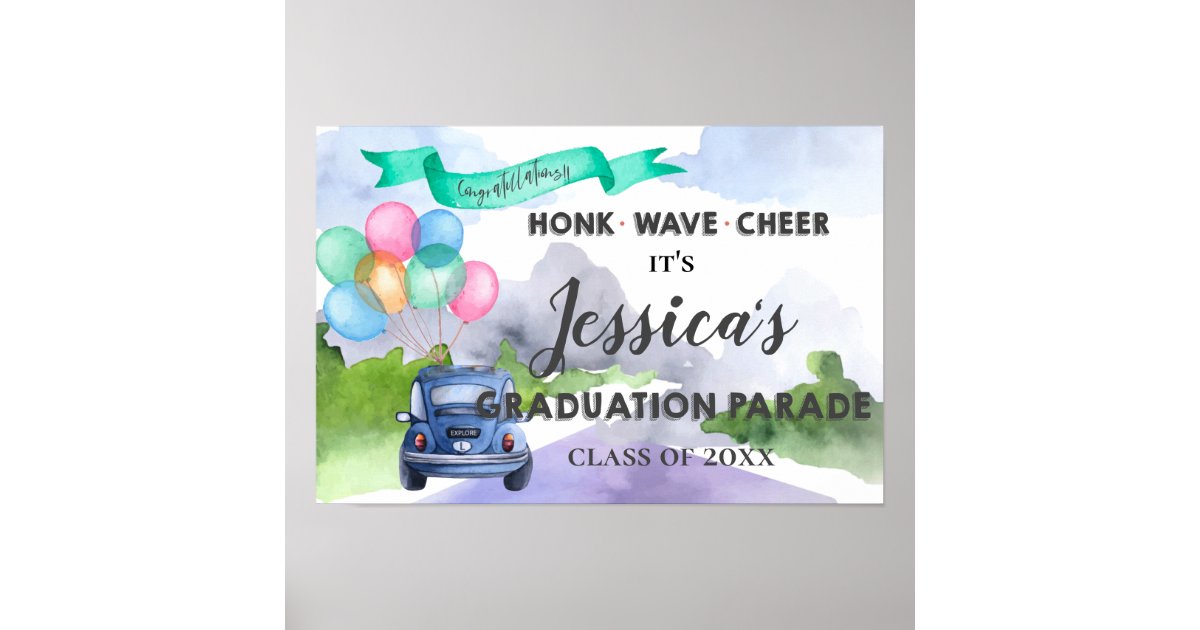 Cute Class Of 2022 Drive By Graduation Parade Poster | Zazzle