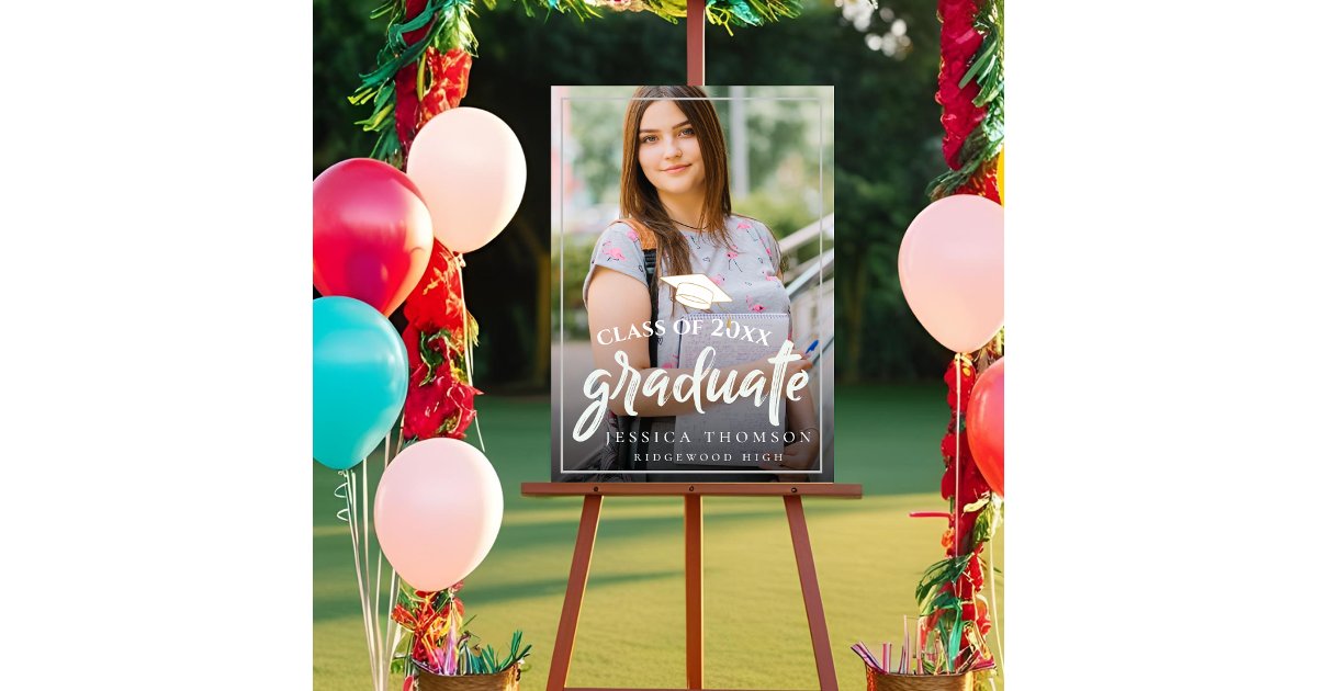 Cute Class Of 2025 Photo Graduation Announcement Poster | Zazzle