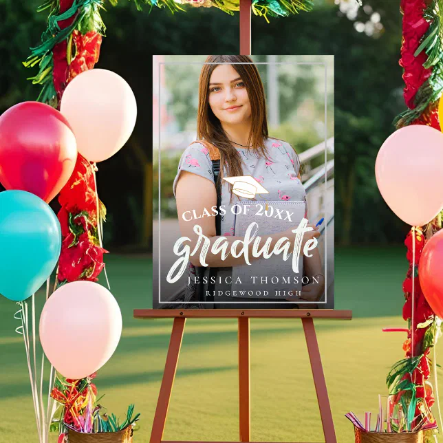 Cute Class Of 2025 Photo Graduation Announcement Poster | Zazzle