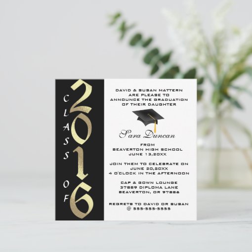 Cute Classic Elegant 2016 Graduation Invitation | Zazzle