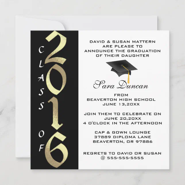 Cute Classic Elegant 2016 Graduation Invitation | Zazzle