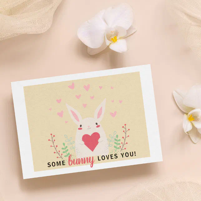 Cute Classroom 'Some Bunny Loves You' Valentines Postcard | Zazzle