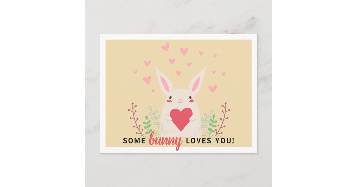 Cute Classroom 'Some Bunny Loves You' Valentines Postcard | Zazzle