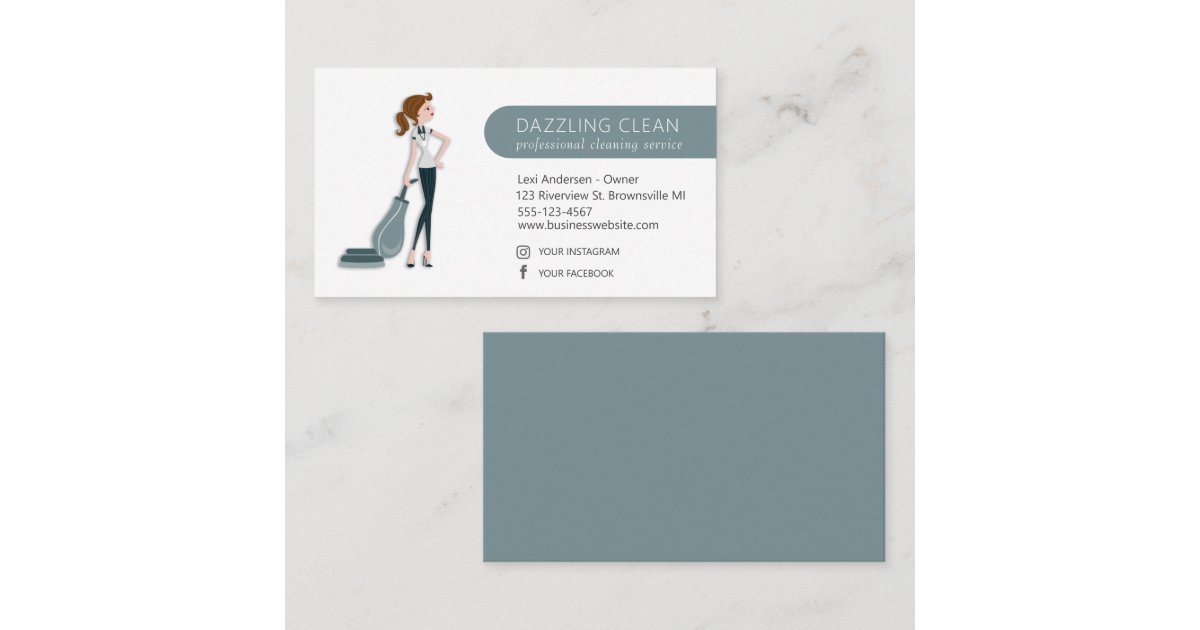Cute Cleaning Maid House Clean Service Business Card | Zazzle