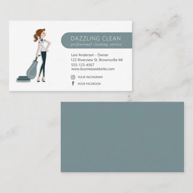 Cute Cleaning Maid House Clean Service Business Card | Zazzle