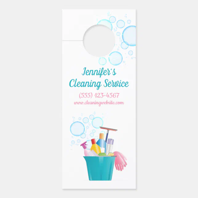 Cute Cleaning Supplies House Cleaning Service Door Hanger | Zazzle