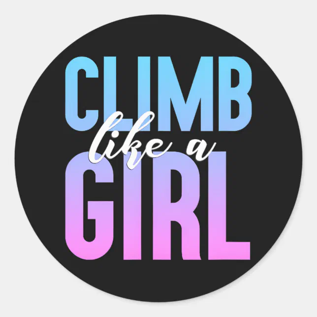 Cute Climbing Girl Rock Climbing party Classic Round Sticker | Zazzle
