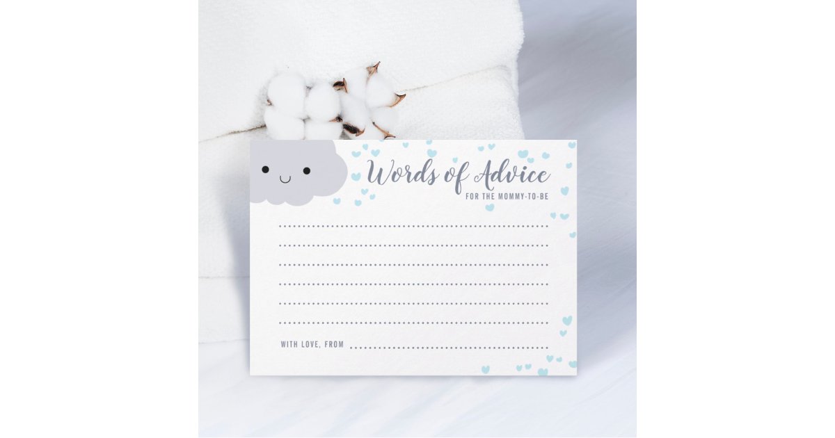 Cute Clouds Family Couples Baby Shower Advice Card | Zazzle