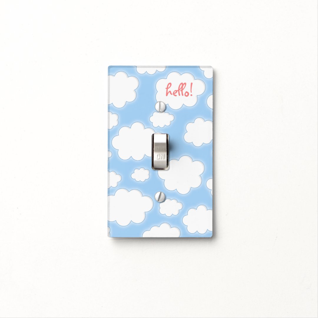 Cute Clouds Pattern Blue Pink Kids Personalized Light Switch Cover | Zazzle