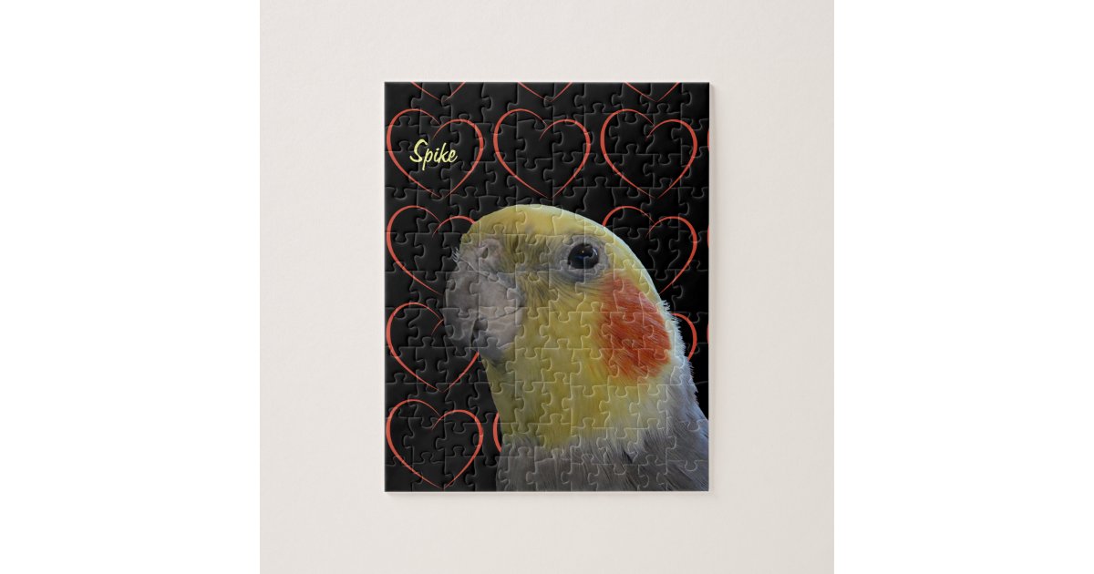 Cute Cockatiel and Hearts Jigsaw Puzzle | Zazzle