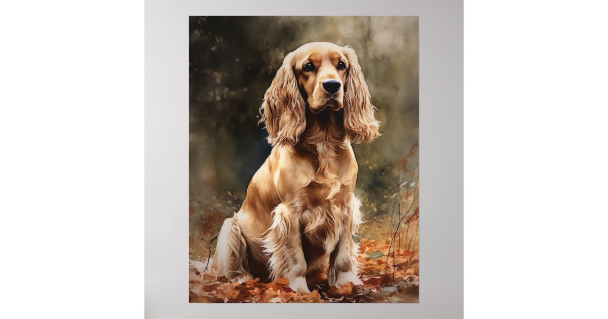 Cute Cocker Spaniel Dog Art Print Poster | Zazzle