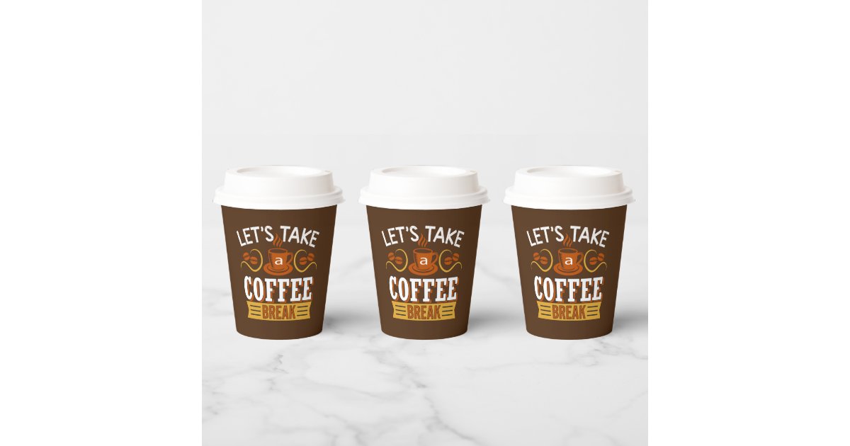 cute coffee break word art bar party paper cups | Zazzle