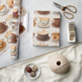 Cute Coffee Cup Pattern Wrapping Paper | Zazzle