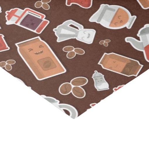 Cute Coffee Lovers Caffeine Themed Kawaii Pattern Tissue Paper | Zazzle