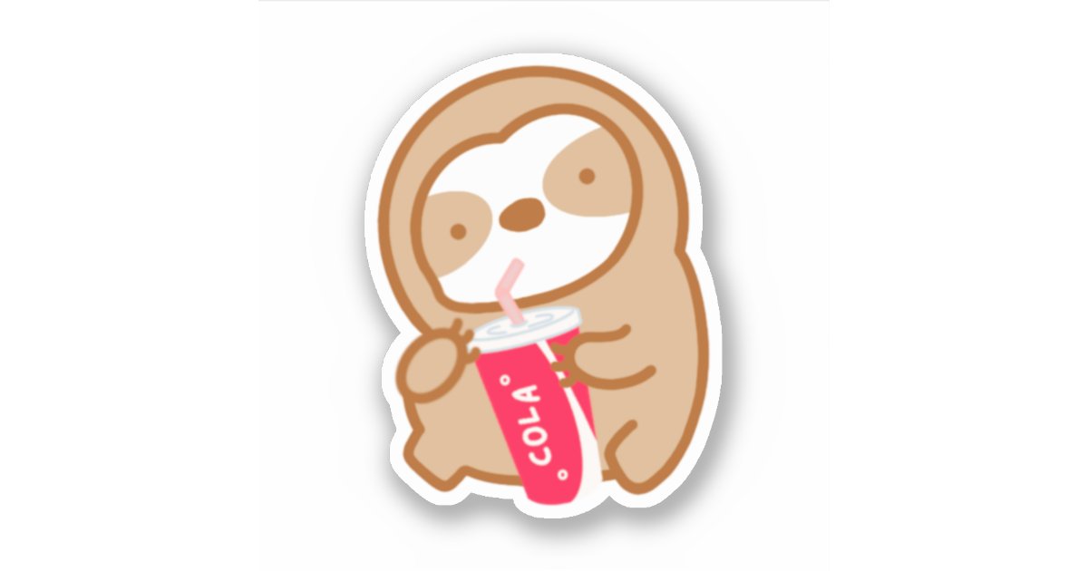 Cute Cola Soda Sloth Sticker | Zazzle