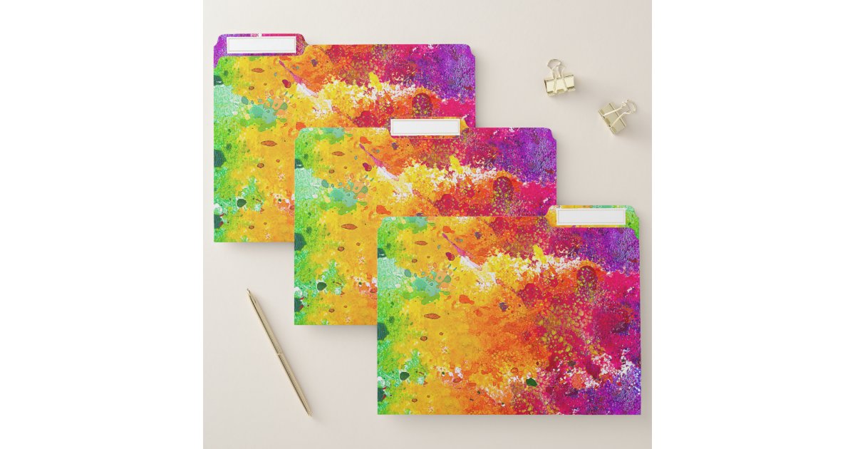 Cute colorful abstract splatter paint lamp shade file folder | Zazzle