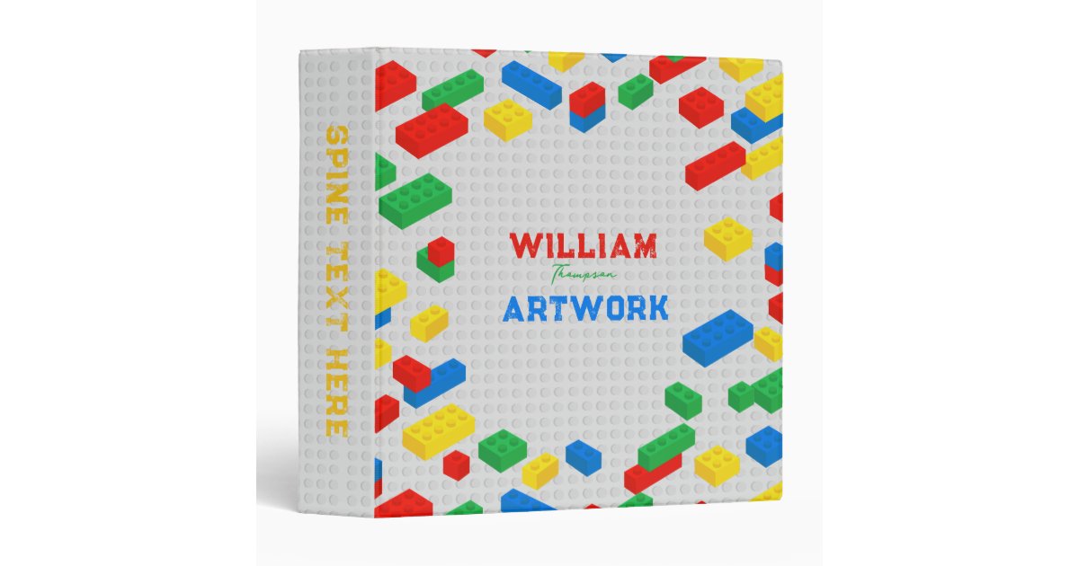 Cute Colorful Bricks Building Blocks Kids Artwork 3 Ring Binder | Zazzle
