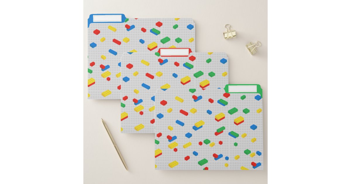 Cute Colorful Bricks Building Blocks Kids Pattern File Folder | Zazzle