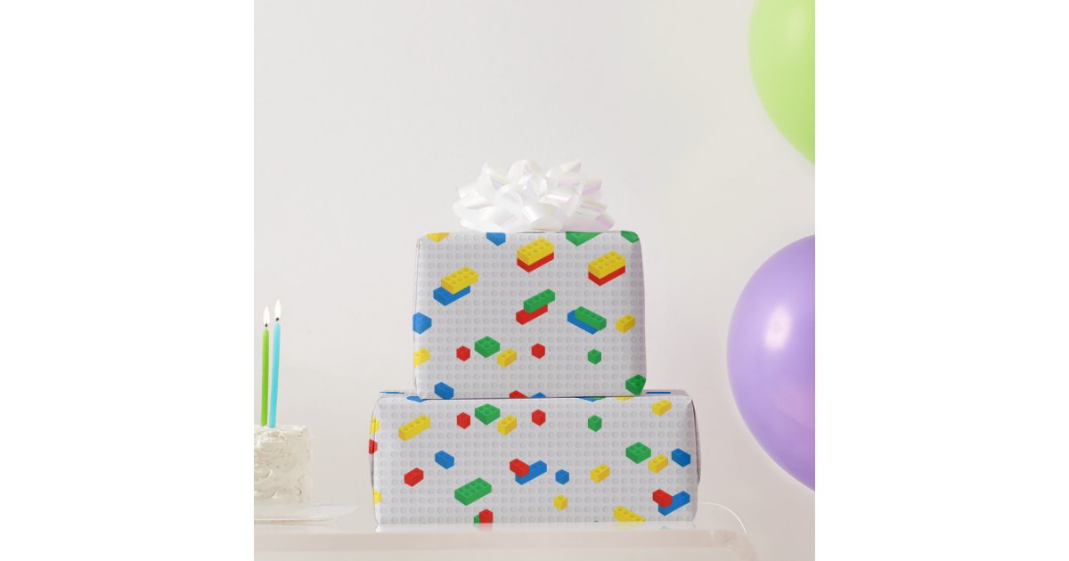Cute Colorful Bricks Building Blocks Kids Pattern Wrapping Paper | Zazzle