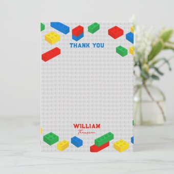 Cute Colorful Bricks Building Blocks Kids Thank You Card | Zazzle