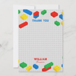 Cute Colorful Bricks Building Blocks Kids Thank You Card | Zazzle