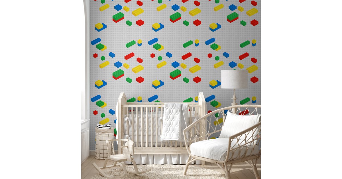 Cute Colorful Building Blocks Kids Pattern Wallpaper | Zazzle