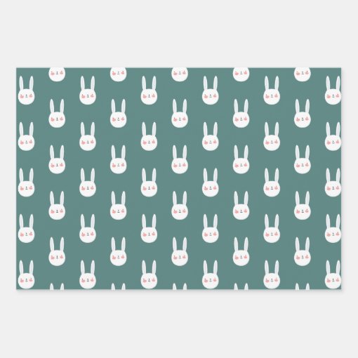 Cute Colorful Bunny White Rabbit Pastel Color Wrapping Paper Sheets ...
