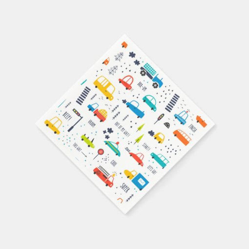 Cute Colorful Car Traffic Pattern Napkins | Zazzle
