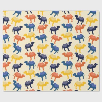 Cute Colorful Cartoon Camels Pattern Wrapping Paper | Zazzle